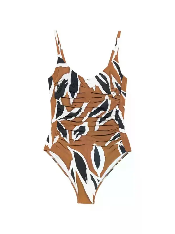 MARYAN MEHLHORN Nomade Leaf-print Swimsuit - Brown