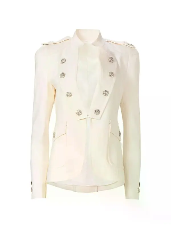 Costarellos Crystal-button Epaulettes Blazer - Neutrals