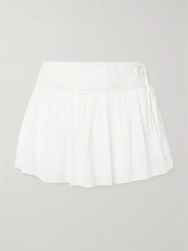 Posse Cotton Skort With Lace Trim - White