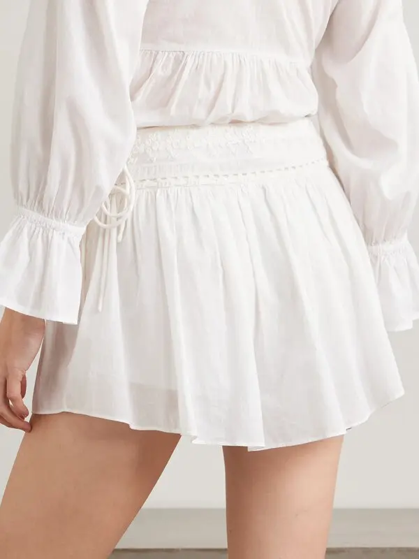Posse Danielle Lace-trimmed Cotton Skort - White