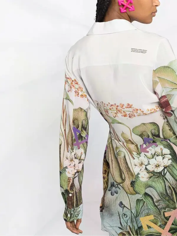 Off-White Botanical-print Shirt Dress