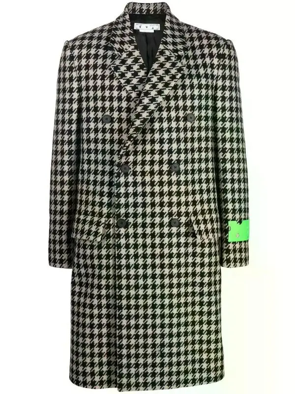 Off-White Houndstooth Double-breasted Coat