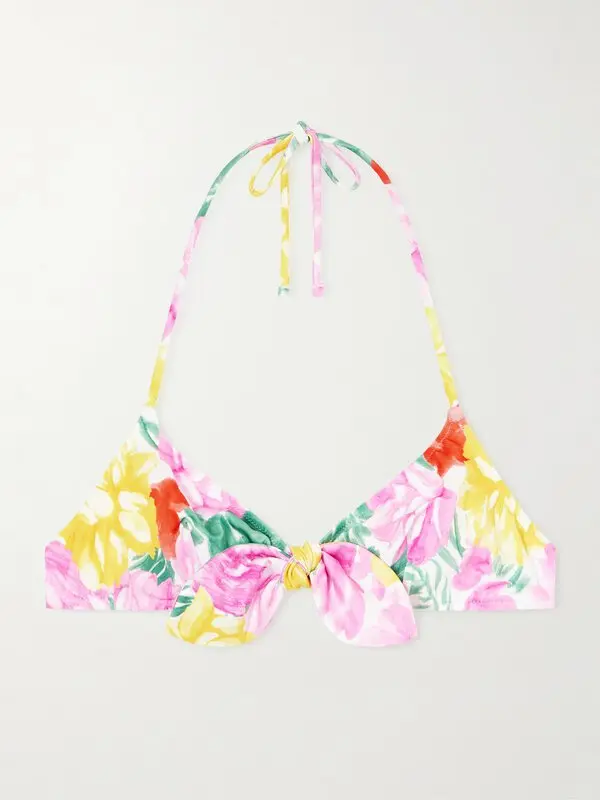Chloé Floral-print Halterneck Bikini Top - Multi