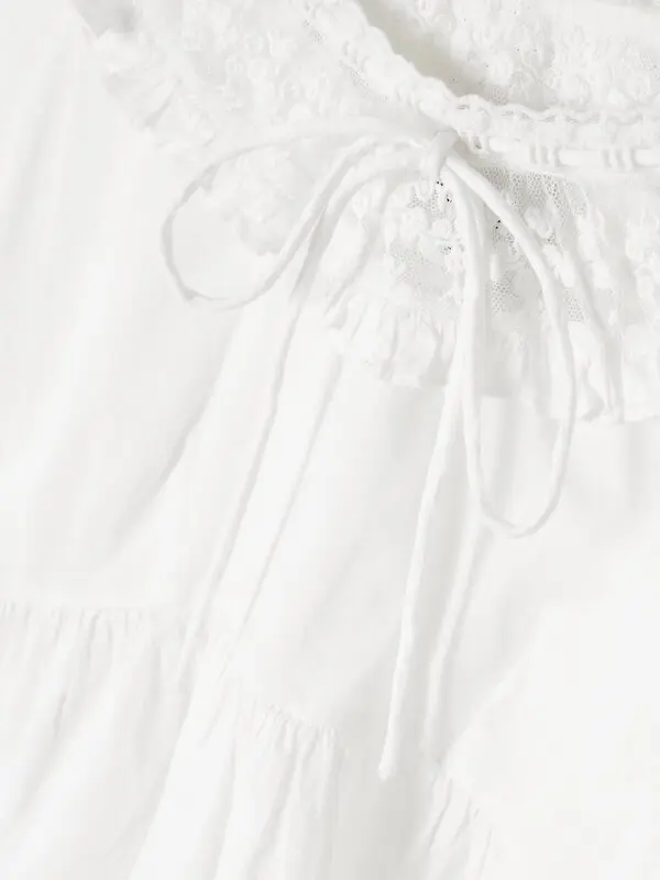 Posse Danielle Lace-trimmed Cotton Blouse - White