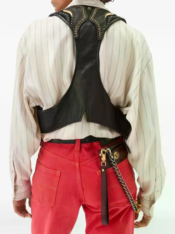 Versace Embroidered Leather Vest
