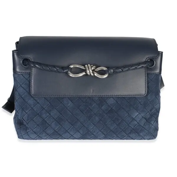 Bottega Veneta Neptune Intrecciato Suede Andiamo Messenger Bag - Blue