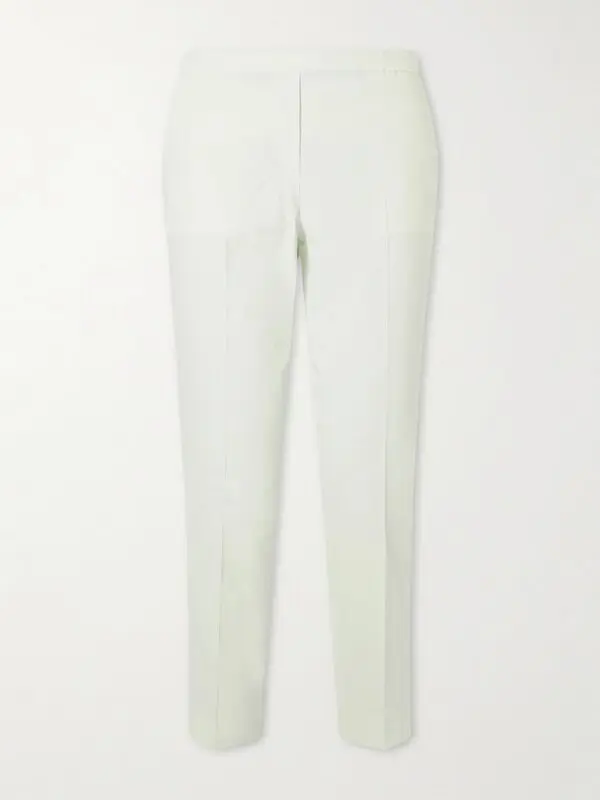 Theory Treeca Linen-blend Straight-leg Pants - Green