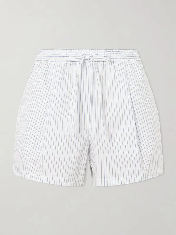 Dolce & Gabbana Striped Cotton And Silk-blend Drawstring Shorts - White