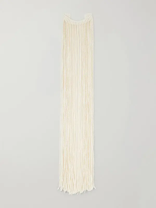 Alaïa Fringed Crocheted Scarf