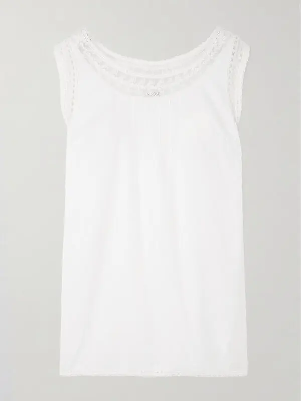 Posse Danielle Lace-trimmed Cotton Mini Dress - White