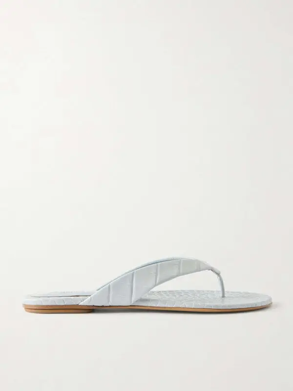 Le Monde Beryl Croc-effect Thong Sandals - Light Blue
