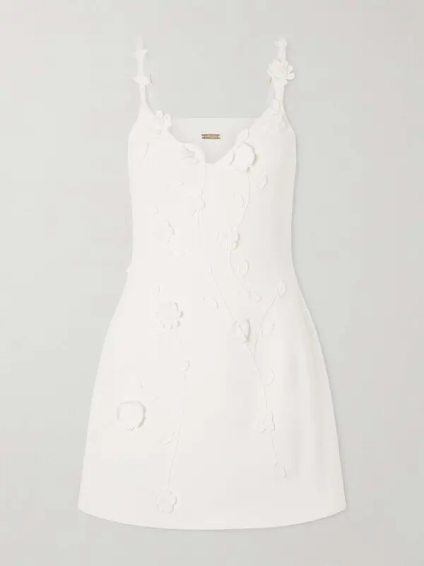 Cult Gaia Flora Appliquéd Ribbed-knit Mini Dress - Off-white
