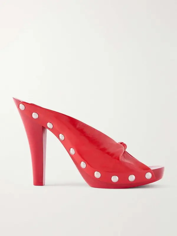 Phoebe Philo Studded Leather Clogs - Red