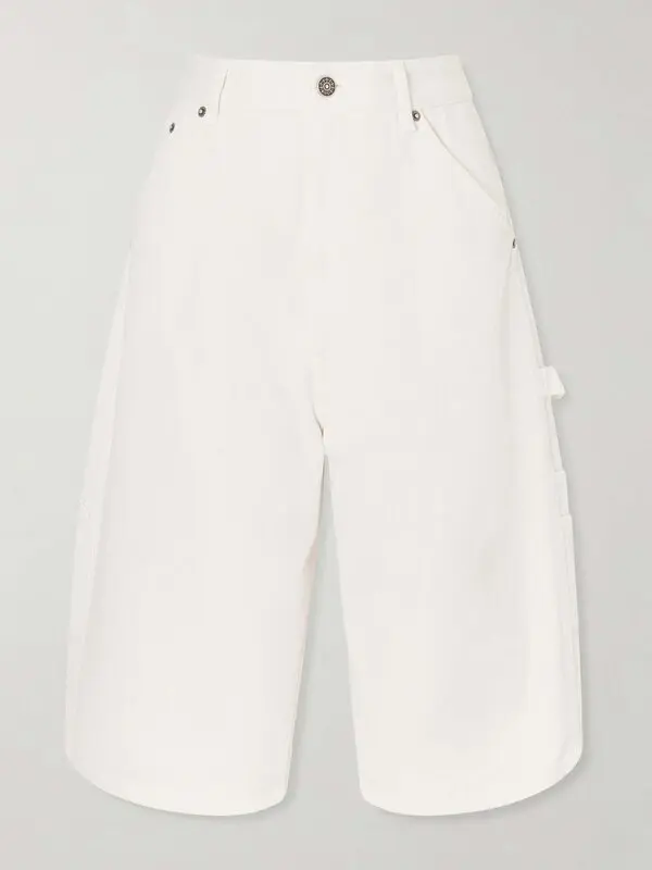 Phoebe Philo Cotton Wide-leg Cargo Shorts - White