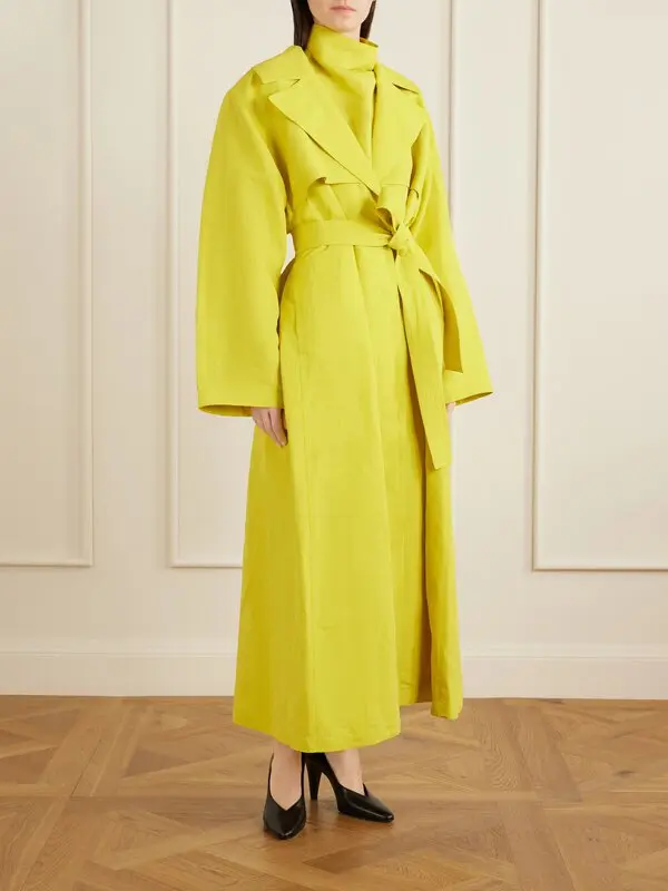 Alaïa Belted Paper-blend Trench Coat - Yellow