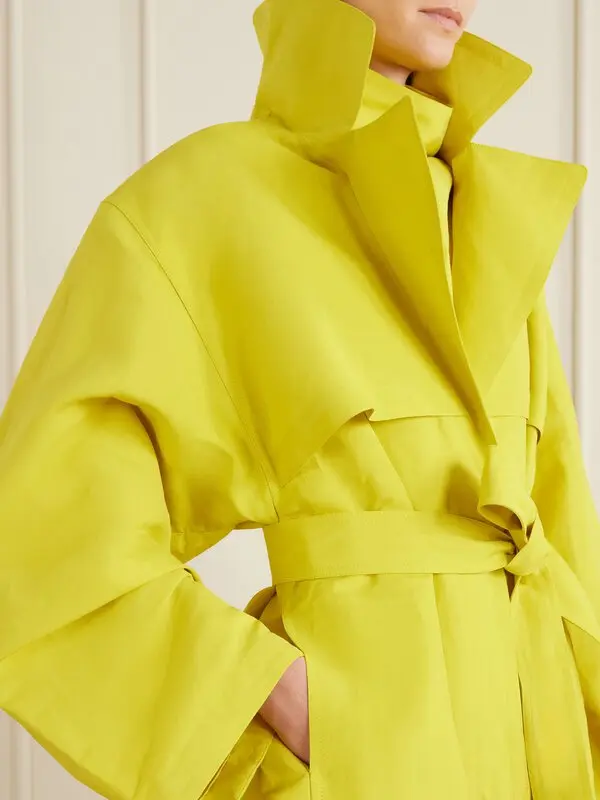Alaïa Belted Paper-blend Trench Coat - Yellow