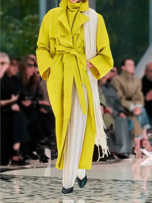 Alaïa Belted Paper-blend Trench Coat - Yellow