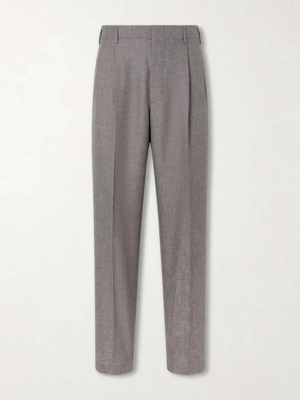 Brunello Cucinelli Straight-leg Pleated Wool Suit Trousers - Brown