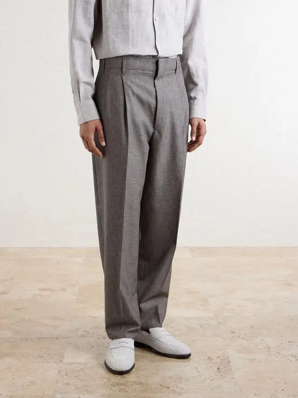 Brunello Cucinelli Straight-leg Pleated Wool Suit Trousers - Brown