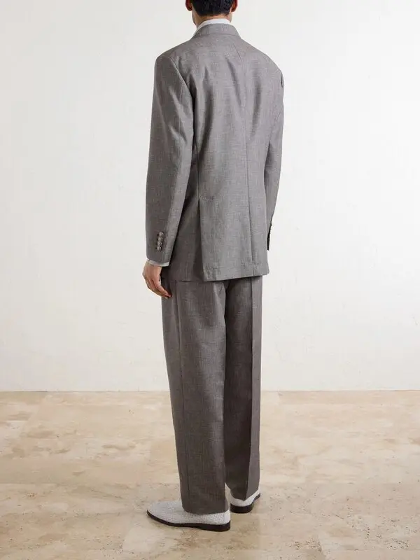 Brunello Cucinelli Straight-leg Pleated Wool Suit Trousers - Brown