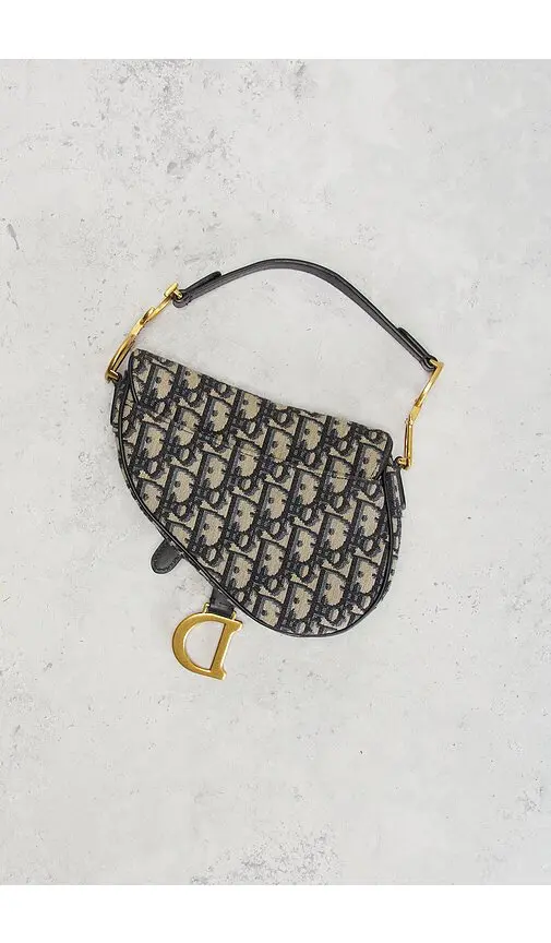 FWRD RENEW Dior Trotter Oblique Saddle Bag - Blue