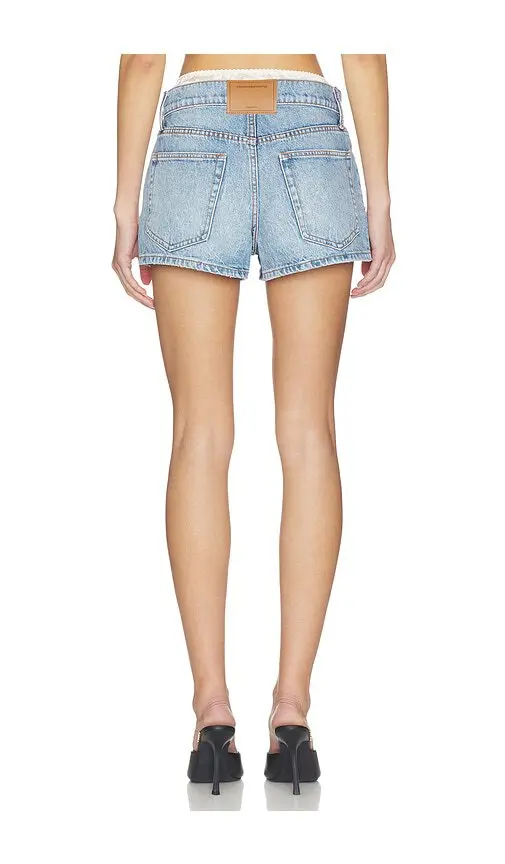 Alexander Wang Silk Trim Mid Rise Denim Shorts - Blue
