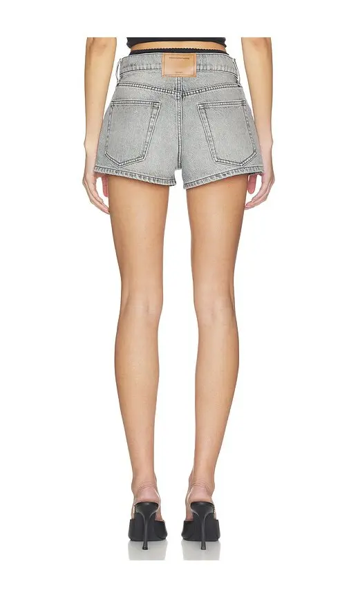 Alexander Wang Mid Rise Denim Shorts With Horizontal Zips - Grey