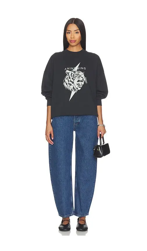 ANINE BING Miles Tiger Sweatshirt - Black