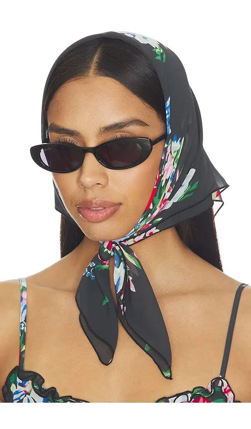 Frankies Bikinis Josie Chiffon Head Scarf - Black