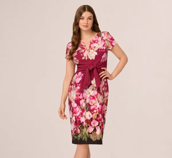Adrianna Papell Iris Floral Sheath Dress - Berry Multi
