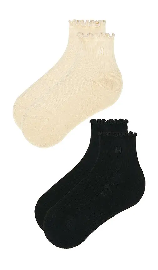 HALFDAYS Ruffle Ankle Socks Set Of 2