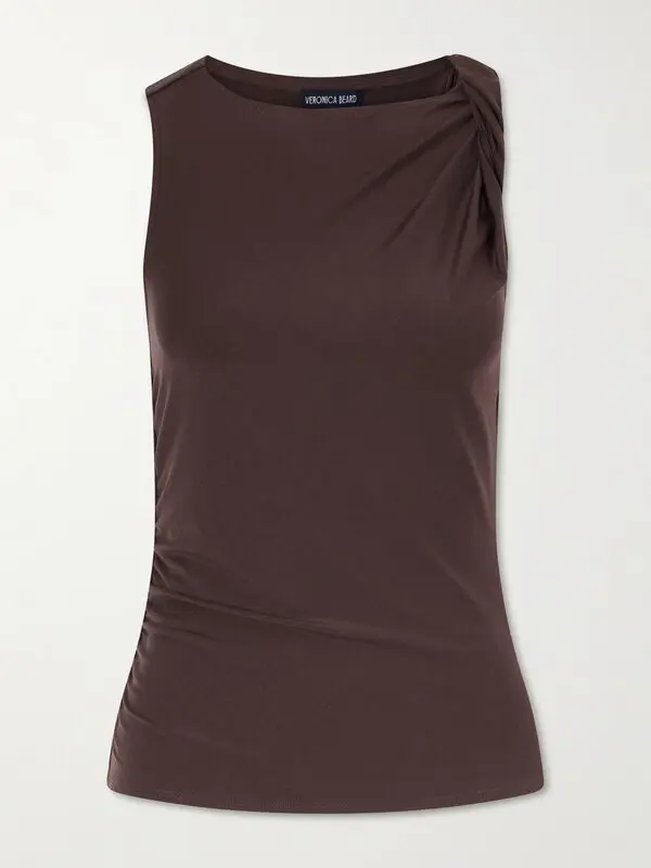 Veronica Beard Otessa Twisted Lyocell-blend Jersey Top - Brown