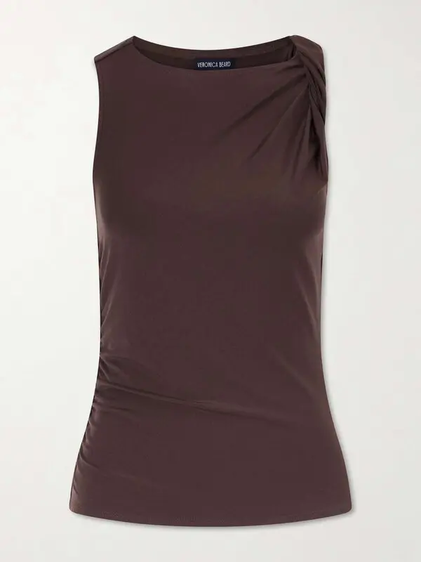 Veronica Beard Otessa Twisted Lyocell-blend Jersey Top - Dark Brown