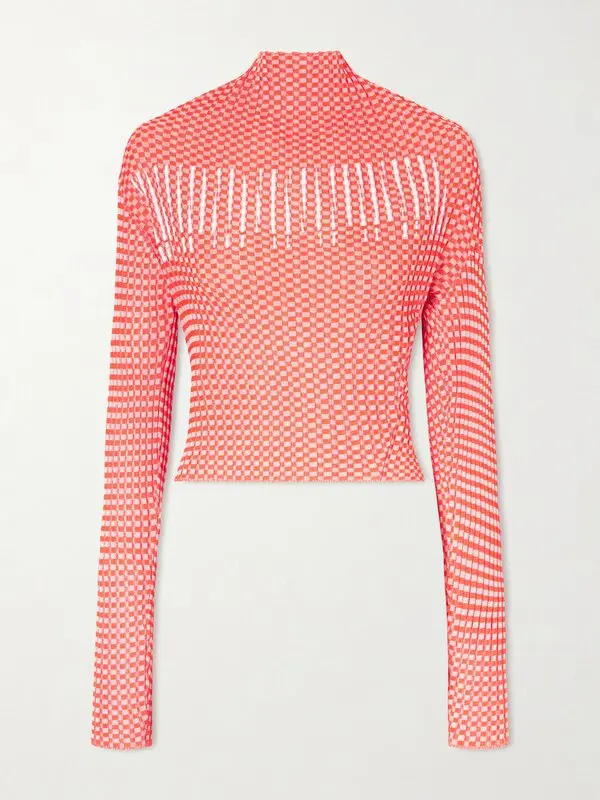 JEAN PAUL GAULTIER Gingham Illusion Woven T-shirt - Orange