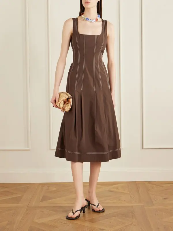 Veronica Beard Jolie Cotton-blend Poplin Midi Dress