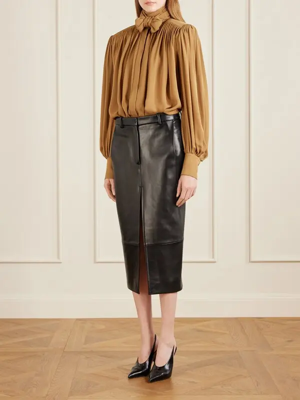 Khaite Vali Silk-georgette Blouse With Pussy-bow - Neutrals