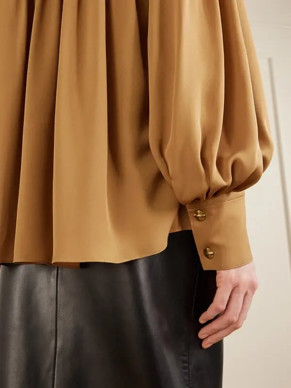 Khaite Vali Silk-georgette Blouse With Pussy-bow - Neutrals
