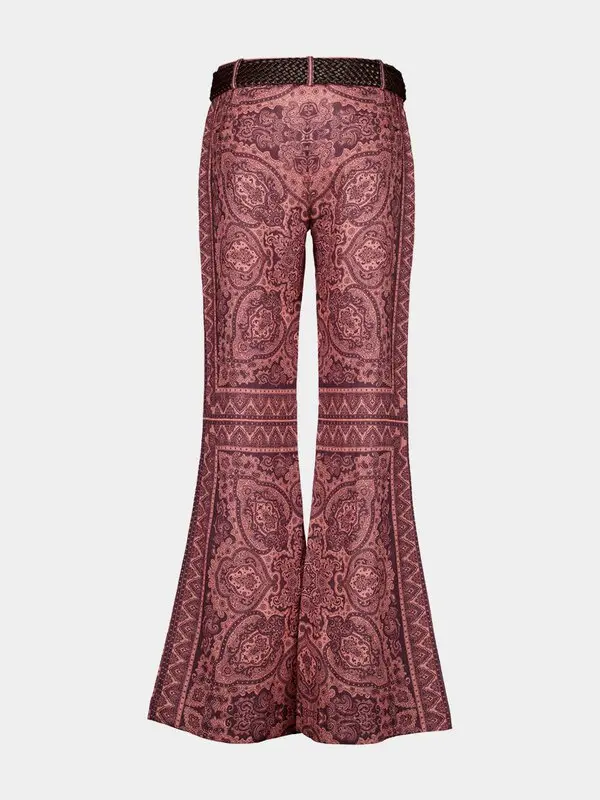 Zimmermann Flared Paisley Linen Pants