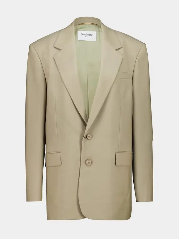 Saint Laurent Single-breasted Virgin Wool And Silk Jacket - Beige