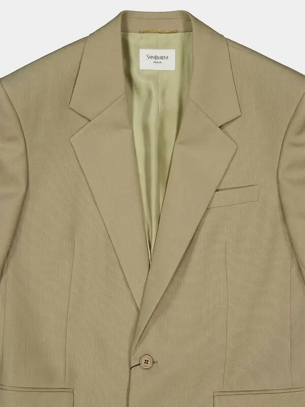 Saint Laurent Single-breasted Virgin Wool And Silk Jacket - Beige