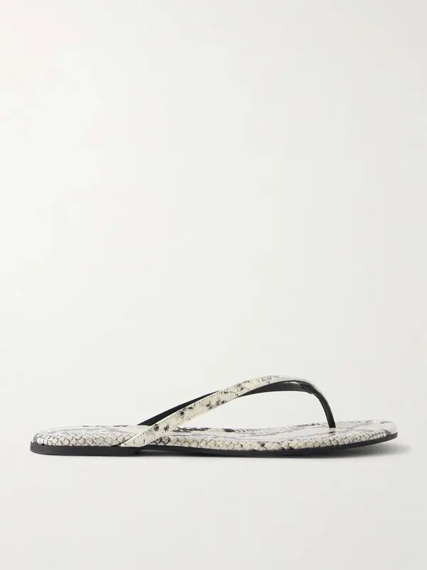 Staud Freja Snake-embossed Leather Flip Flops - Snake Print