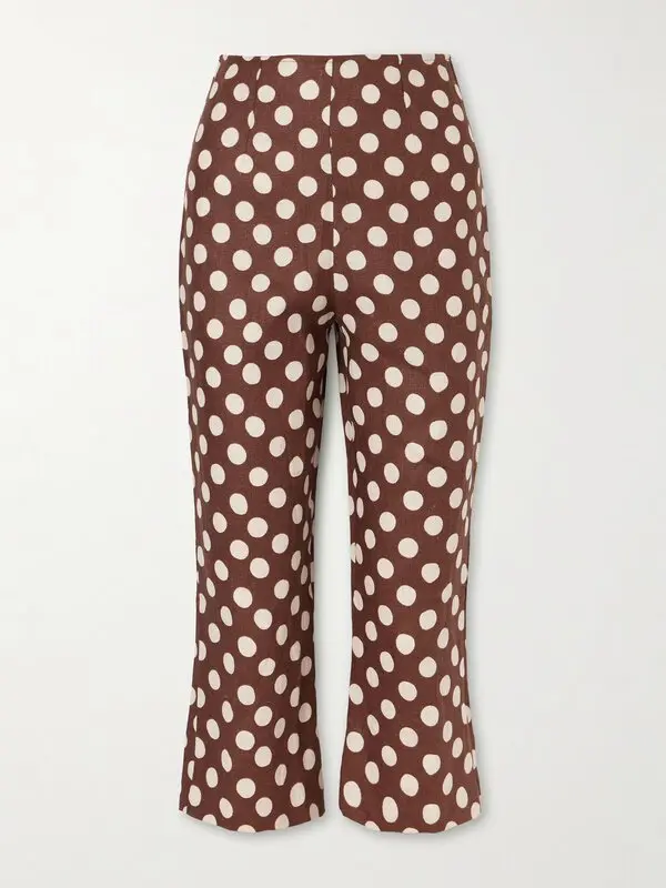 Faithfull The Brand Valeria Polka-dot Capri Pants - Brown