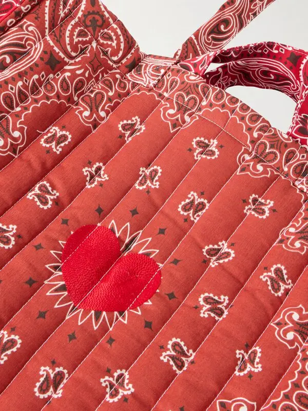 CALL IT BY YOUR NAME Maxi Cabas Coeur Quilted Printed Tote - Red