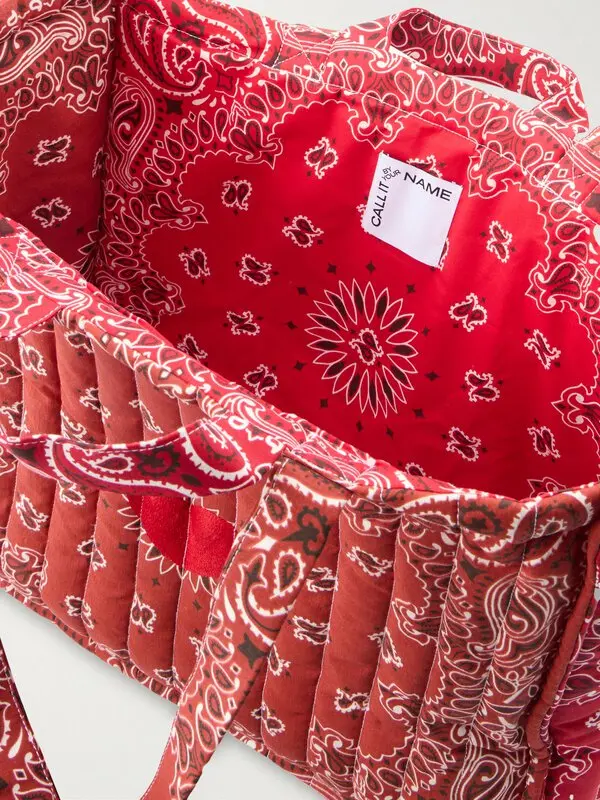 CALL IT BY YOUR NAME Maxi Cabas Coeur Quilted Printed Tote - Red