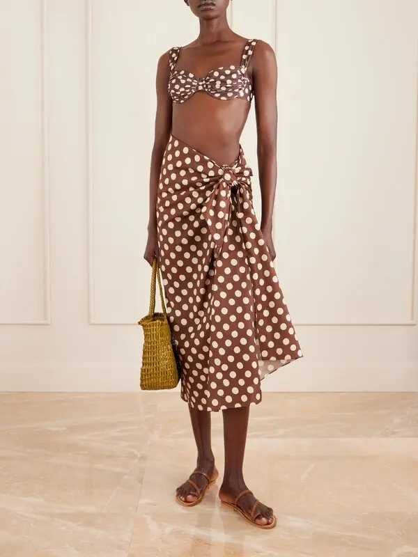 Faithfull The Brand Lomas Polka-dot Cotton Pareo - Brown