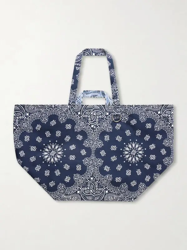 CALL IT BY YOUR NAME Maxi Basket Printed Cotton Tote - Blue