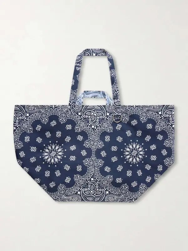 CALL IT BY YOUR NAME Maxi Basket Printed Cotton Tote - Navy
