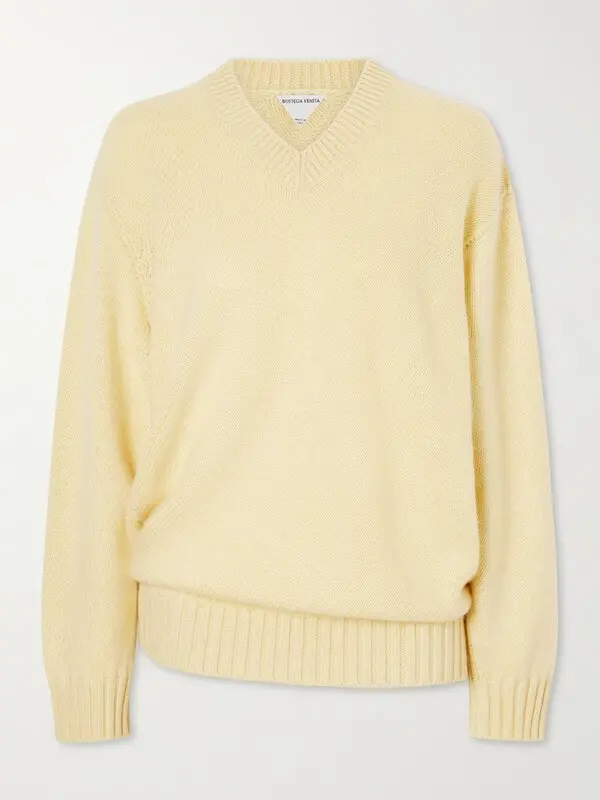 Bottega Veneta Cashmere V-neck Sweater - Yellow