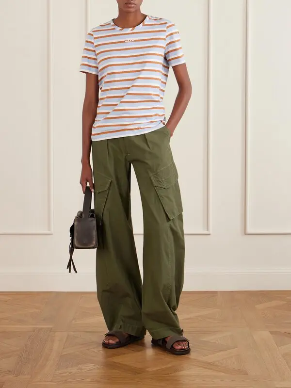 Marni Appliquéd Striped Cotton-jersey T-shirt