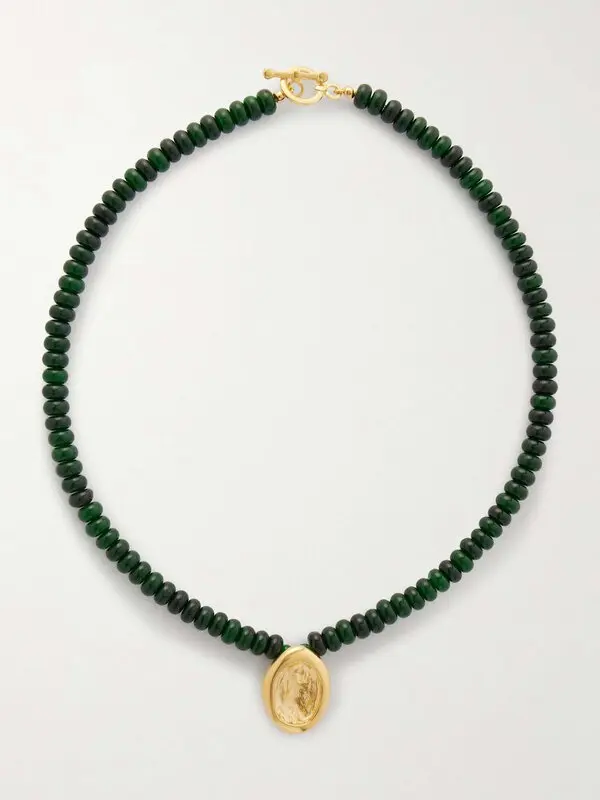 YSSO Aesop Jade Pendant Necklace - Dark Green